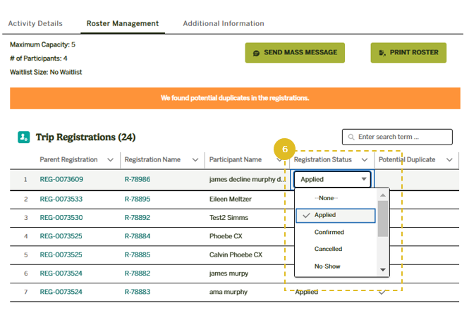 Managing Participants for Application Based Activity