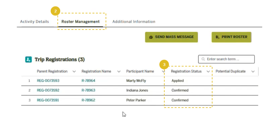 Participant Registration and Roster Management