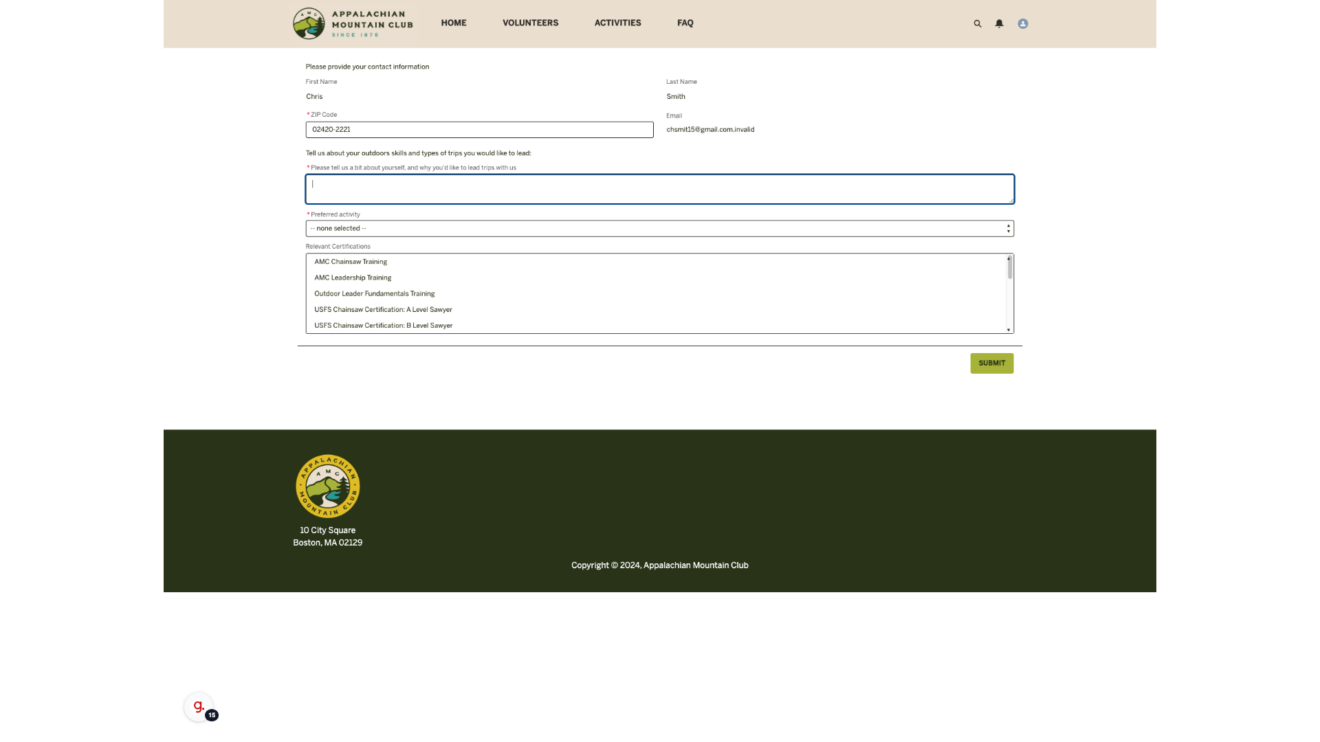 Requesting Volunteer Access